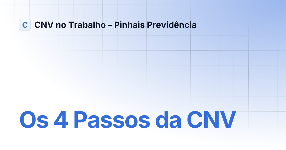 Os 4 Passos da CNV | CNV no Trabalho – Pinhais Previdência